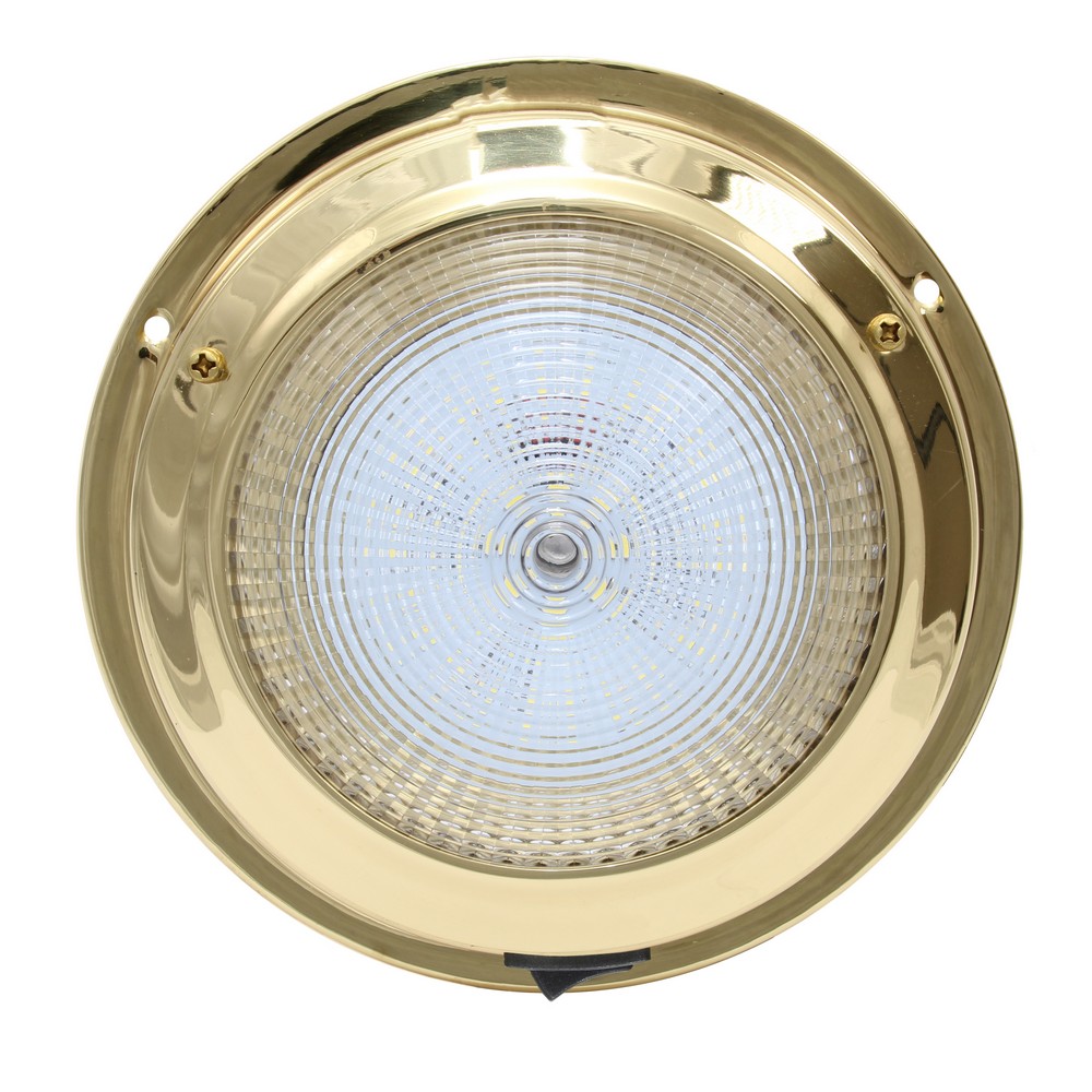 AAA 12V Brass Dome Light Natural White LED 137mm 4" Dome - Camper Warehouse